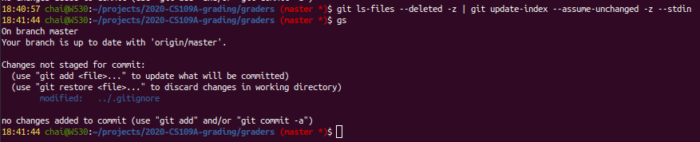 “Fun” with Git: How to ignore locally deleted files (in git status) if you’re running out of ...