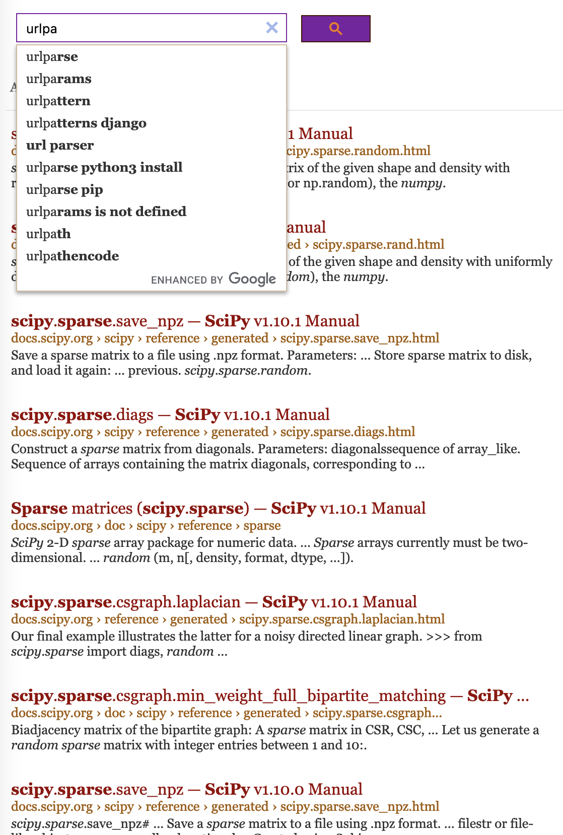 custom search engine for python documentation | orange narwhals